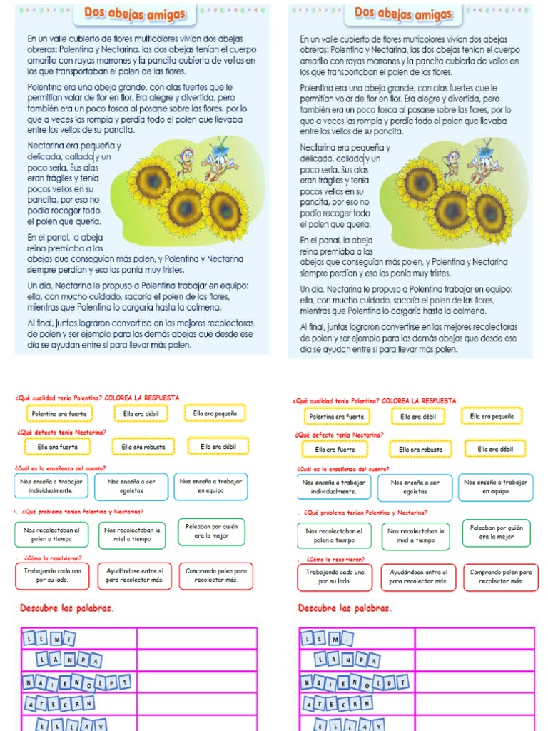 LECTURA DOS ABEJAS AMIGAS | PDF
