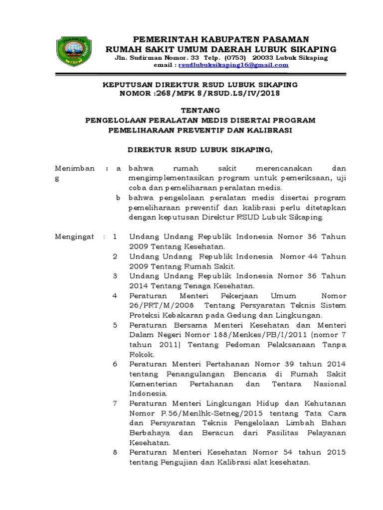 SK MFK 8 Pengelolaan Peralatan Medis Disertai Program Pemeliharaan ...