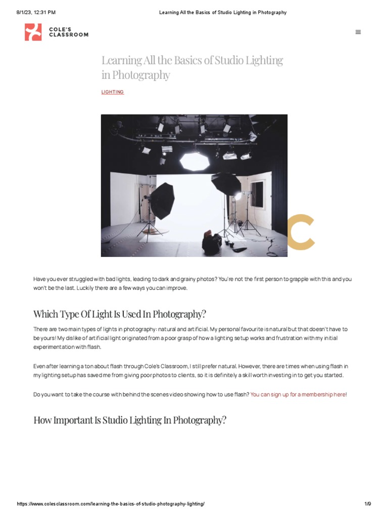 Studio Lighting Basics for Photographers | PDF | Exposure (Photography ...