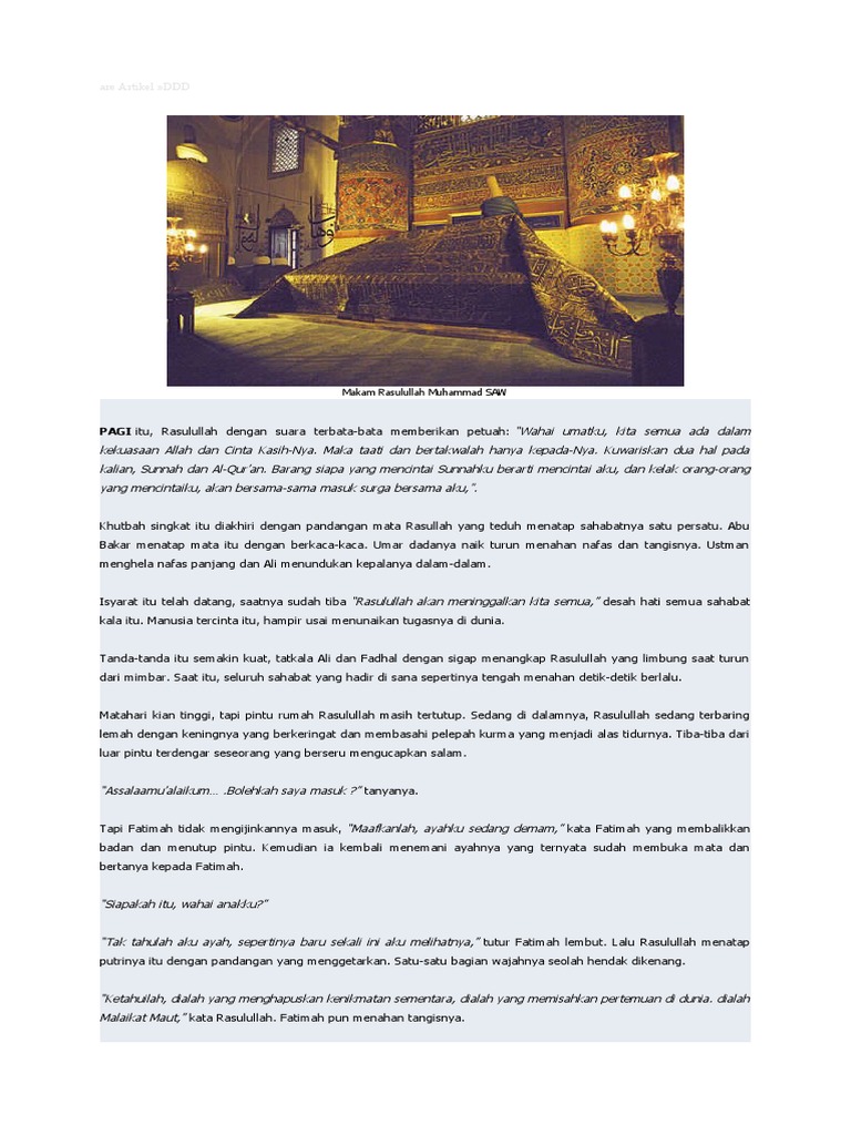 Detik Detik Wafatnya Rasulullah | PDF