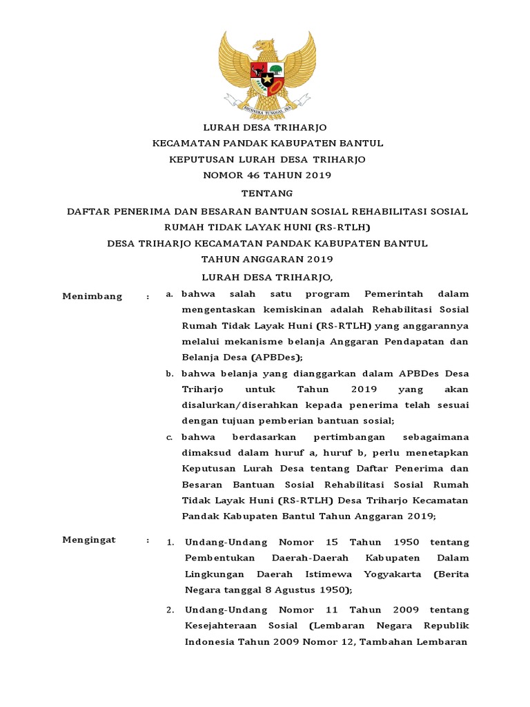 SK TTG Penerima RTLH | PDF