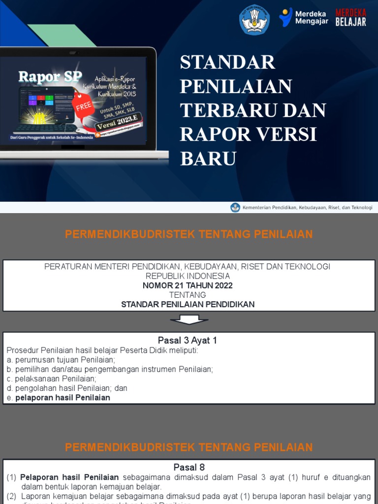 Standar Penilaian Dan Rapor Terbaru Rev | PDF | Bisnis