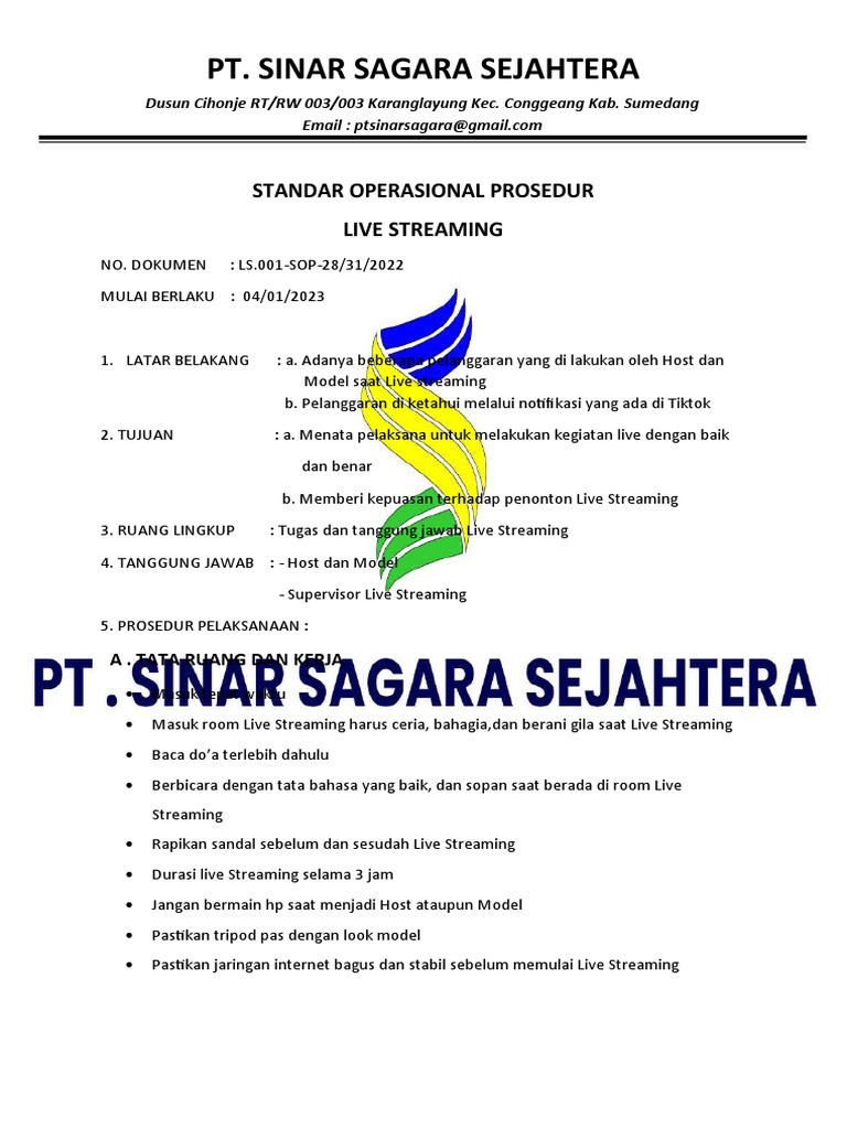 Sop Live Streaming | PDF