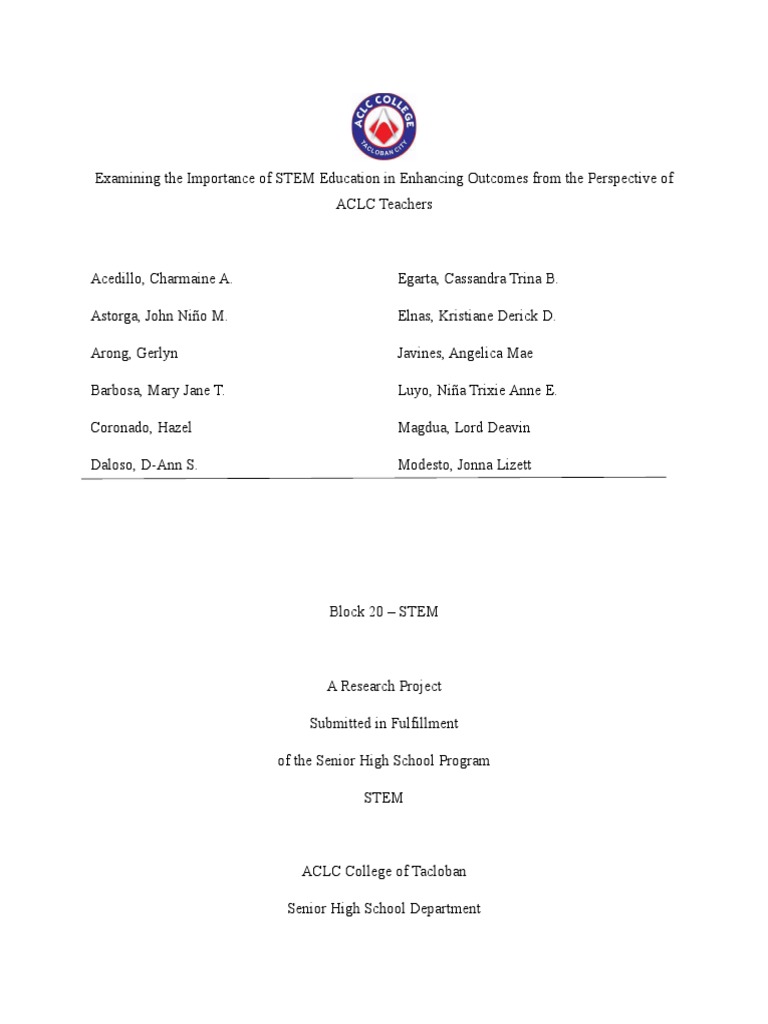 Examining The Importance of STEM Education in Enhancing Student ...