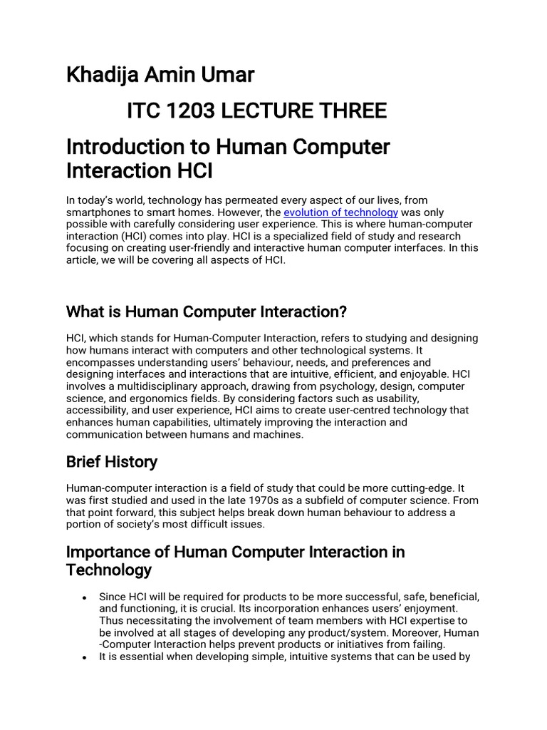 Lecture Note HCI | PDF Lecture Note HCI | PDF