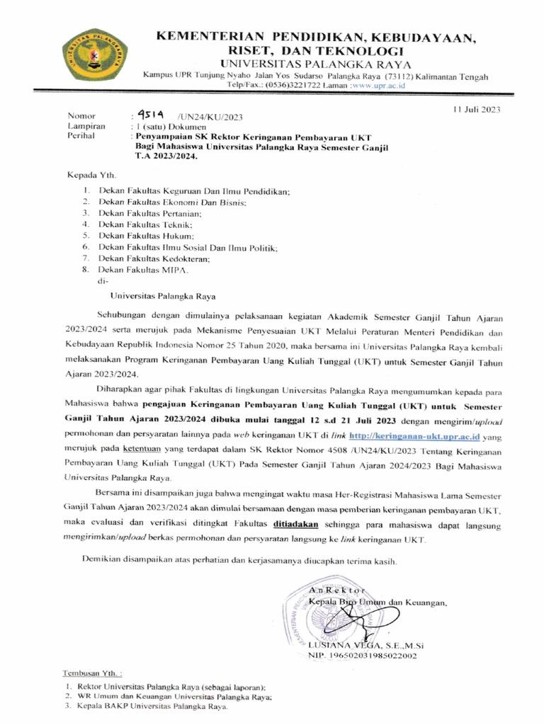 Pemberitahuan Keringanan UKT | PDF