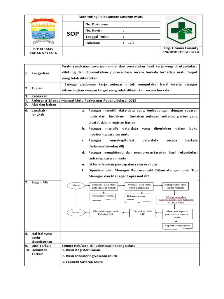 Monitoring Sasaran Mutu Puskesmas | PDF