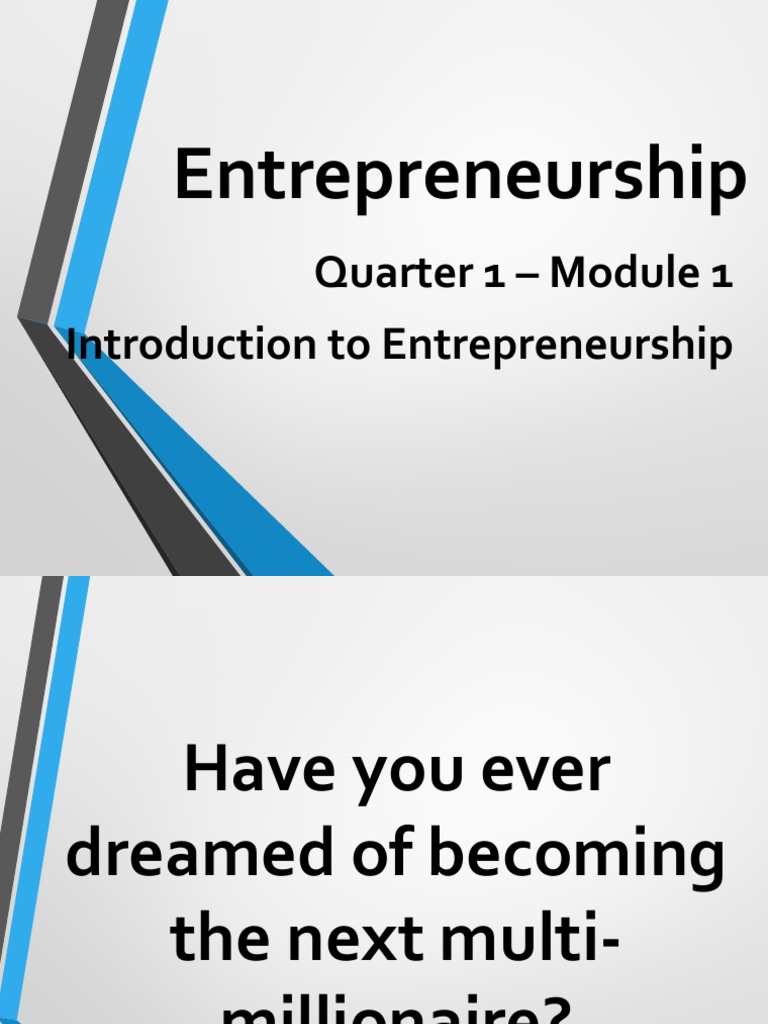 Entrepreneurship Module 1 | PDF | Entrepreneurship | Business Plan