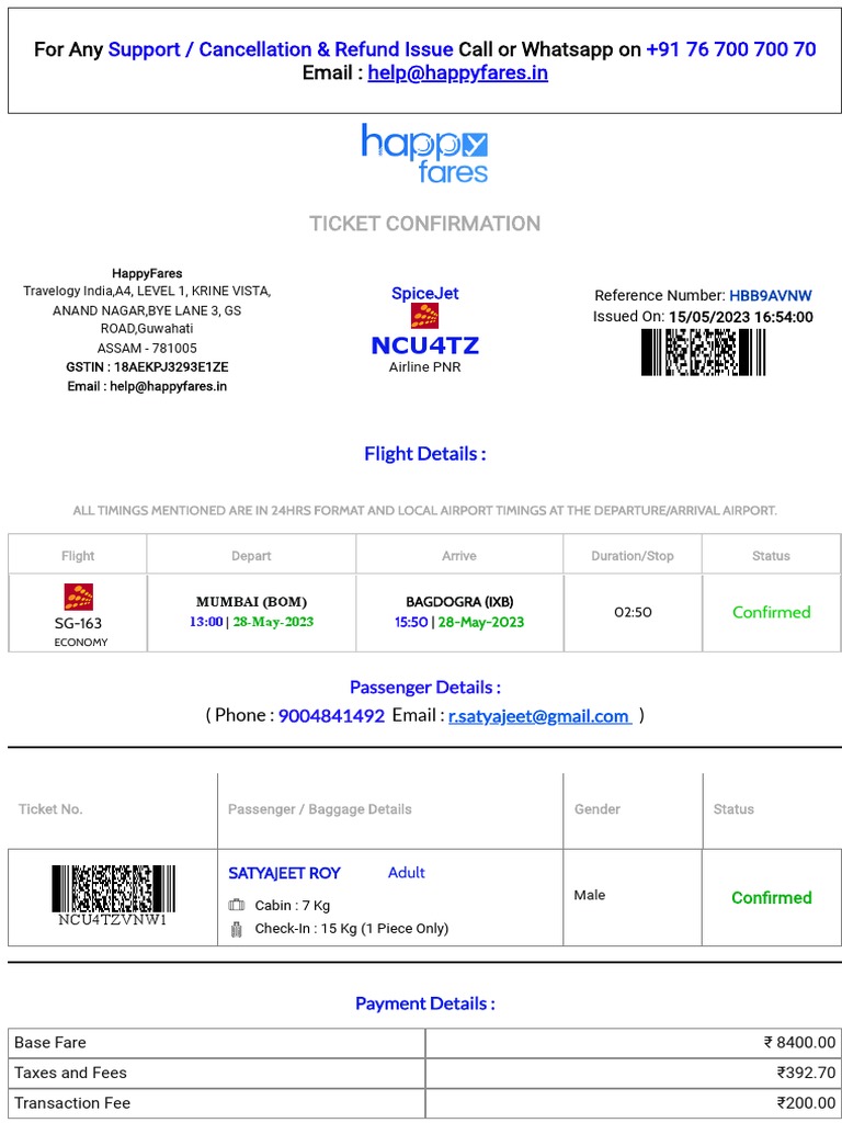 Ticket Confirmation | PDF