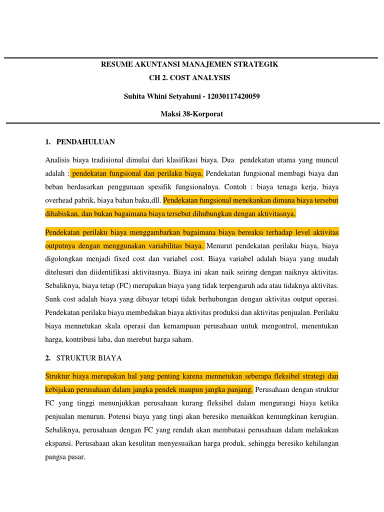 Cost Analysis | PDF | Karier & Perkembangan