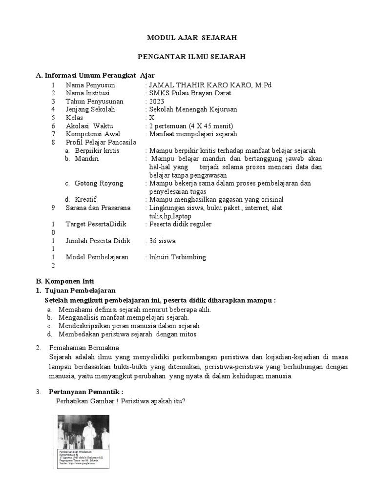 Modul Ajar Fase e Sejarah X | PDF