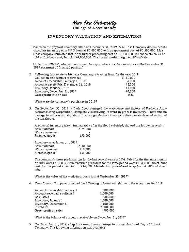 FAR_Inventory Estimation_no ans | PDF | Inventory | Retail
