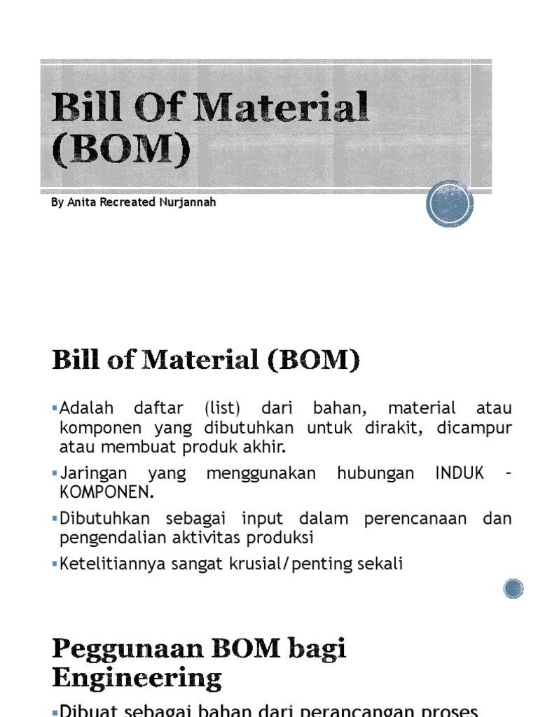 Bill of Material (BOM) | PDF
