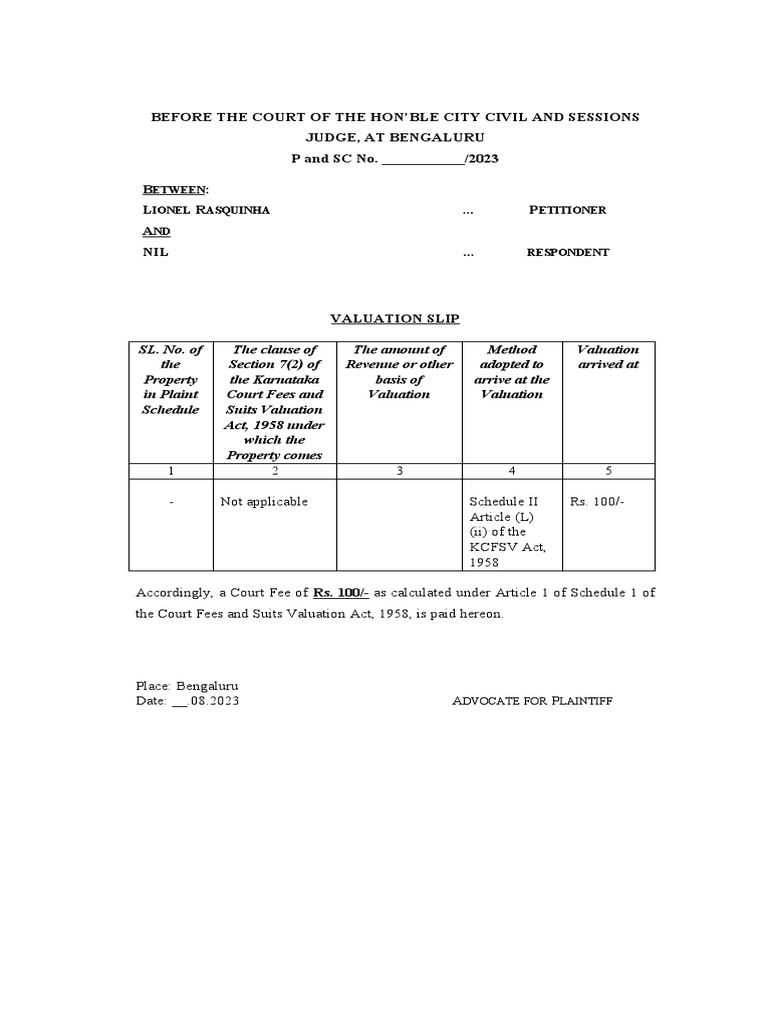 Valuation Slip | PDF