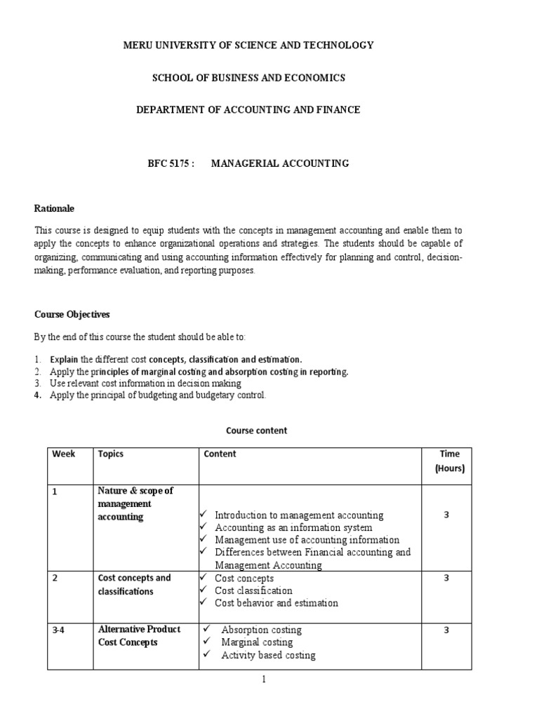 BFC 5175 Management Accounting Notes | PDF | Management Accounting ...
