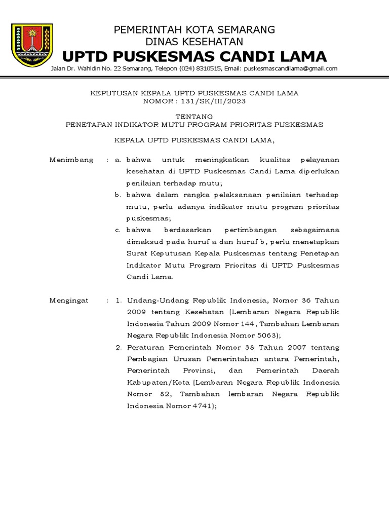 SK Penetapan Impp | PDF | Kesehatan Holistik | Sains & Matematika