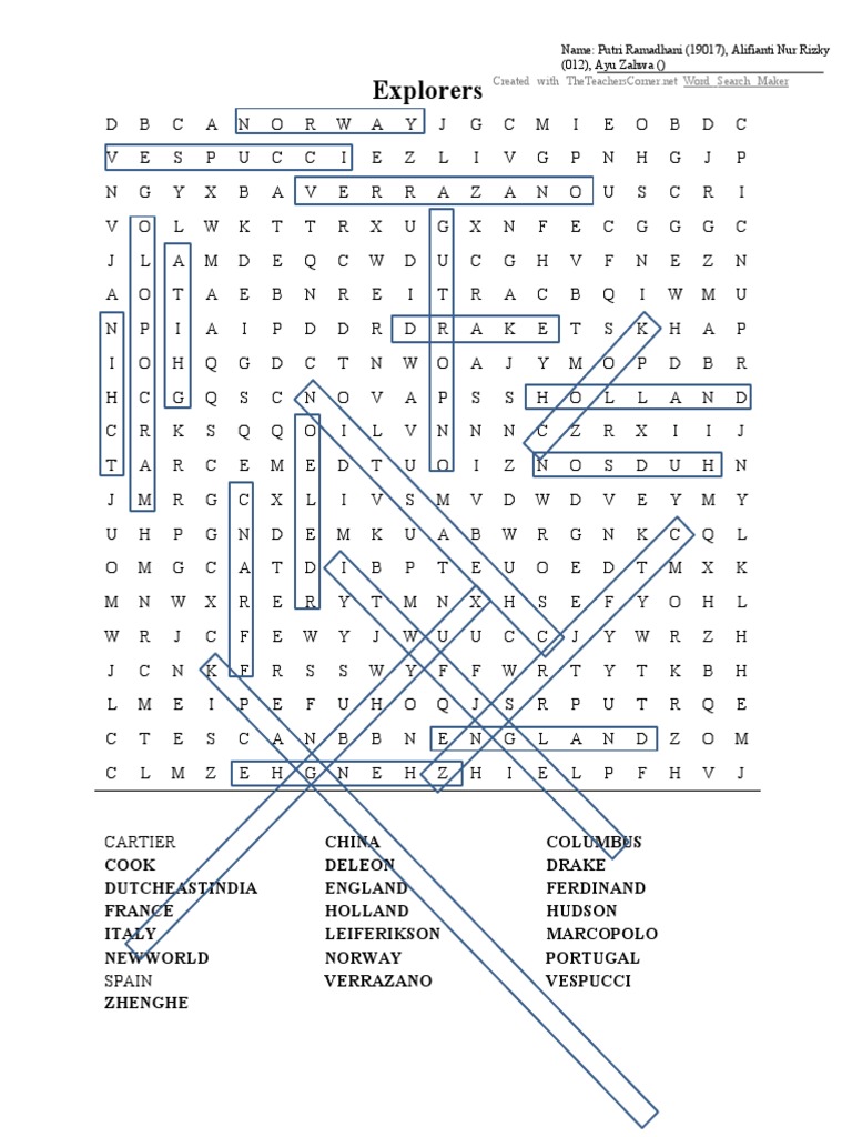 Key Explorers Word Search | PDF | Field Research