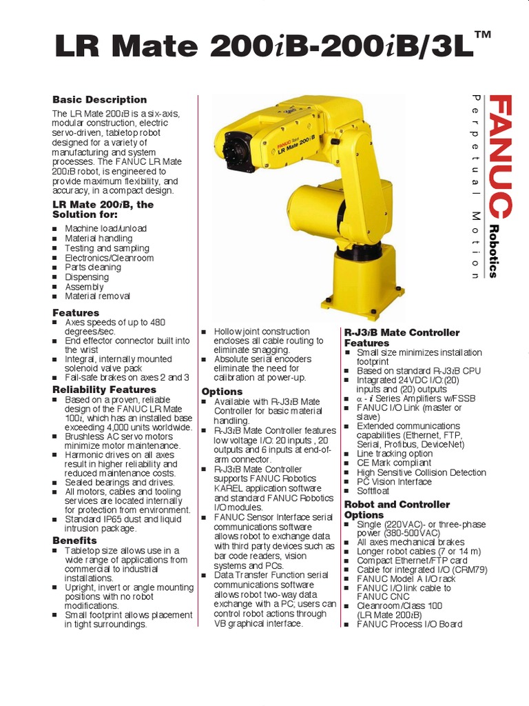 Fanuc LR Mate 200ib 200ib 3l | PDF | Input/Output | Robotics
