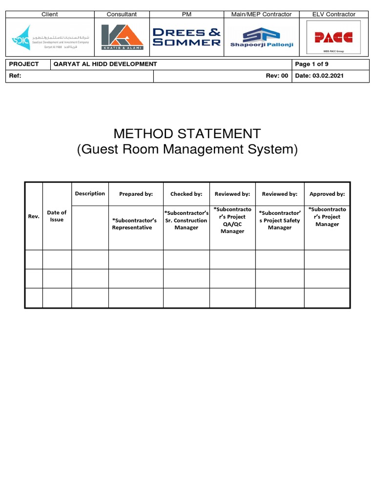Method Statement GRMS REV.00 | PDF | Network Switch | Quality Assurance