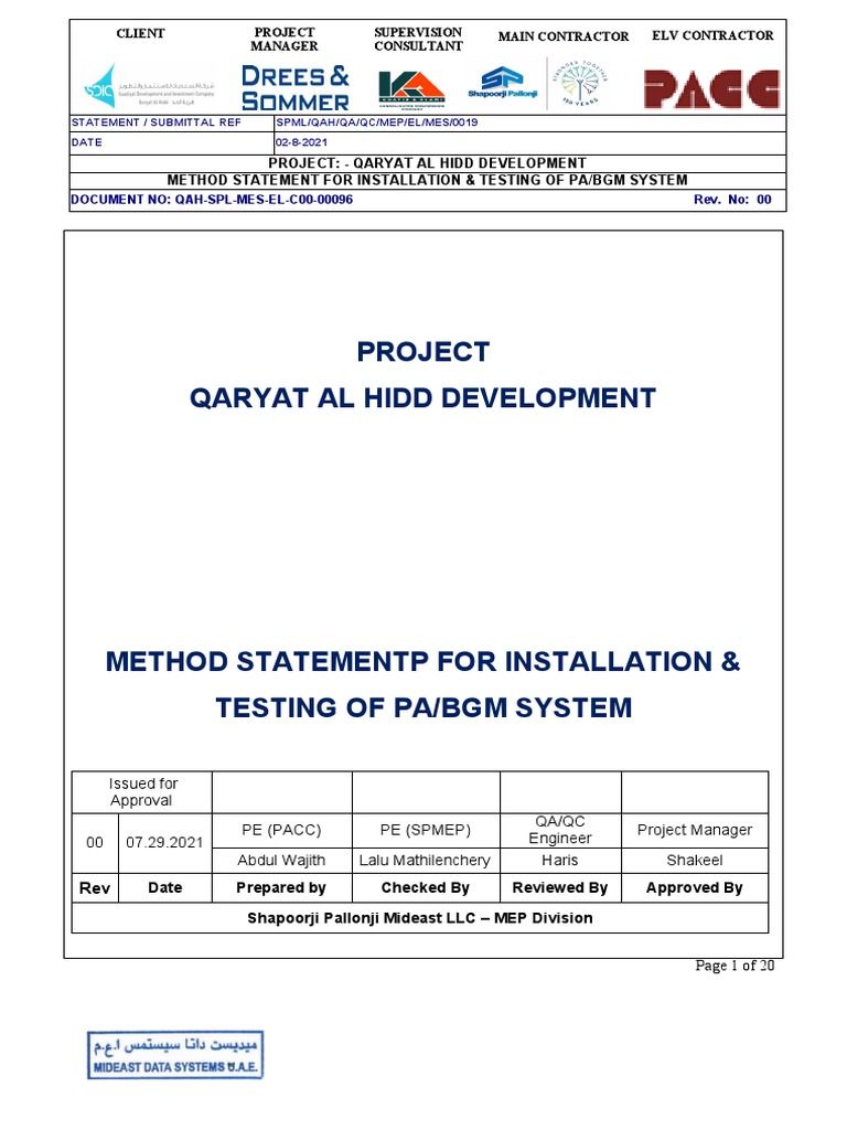 MS For The PABGM Installation and Termination | PDF | Quality Assurance ...