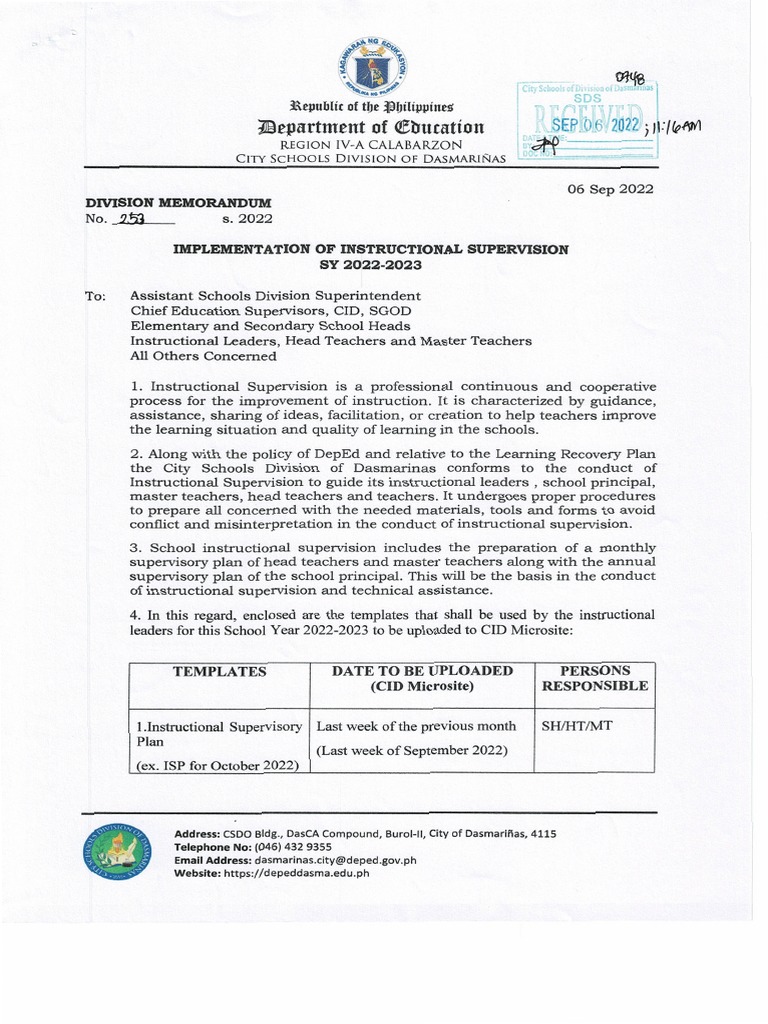 0748-Division-Memorandum-No.-253 S. 2022 | Download Free PDF | Learning ...