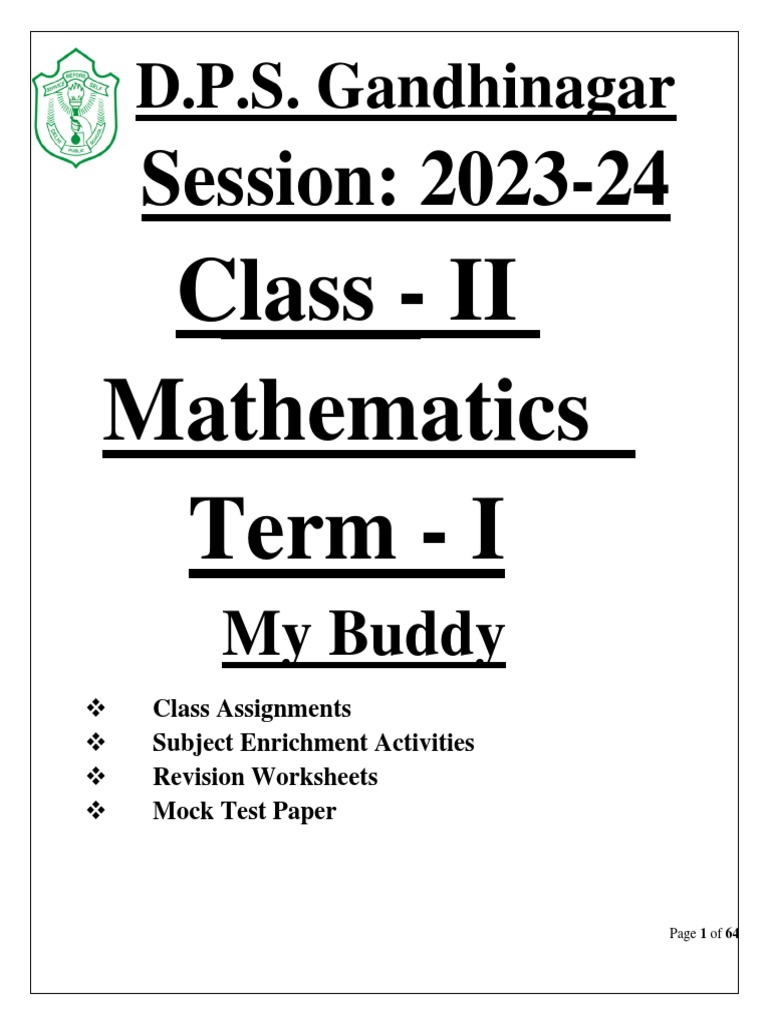 Session: 2023-24: Class - II Mathematics Term - I | PDF | Division (Mathematics)