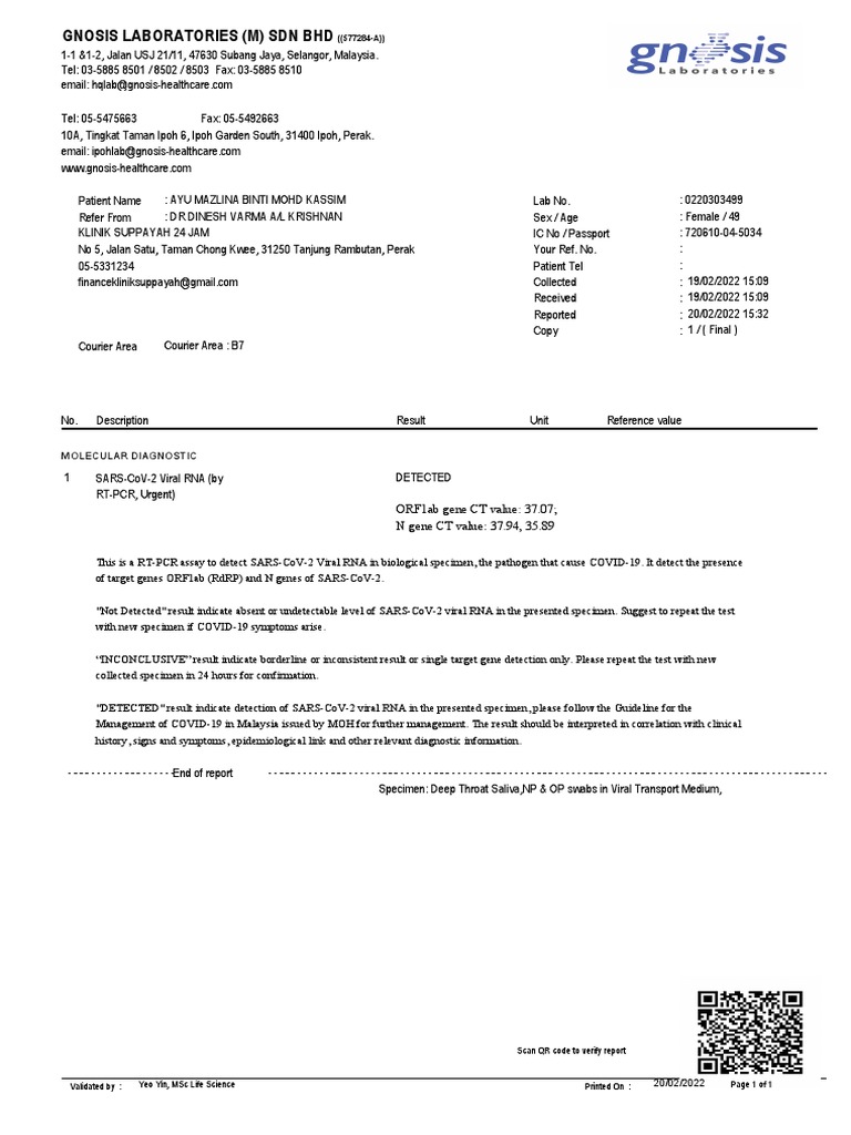 Patientreport - Ayu Mazlina Binti Mohd Kassim - 0220303499 | PDF ... Patientreport - Ayu Mazlina Binti Mohd Kassim - 0220303499 | PDF ...
