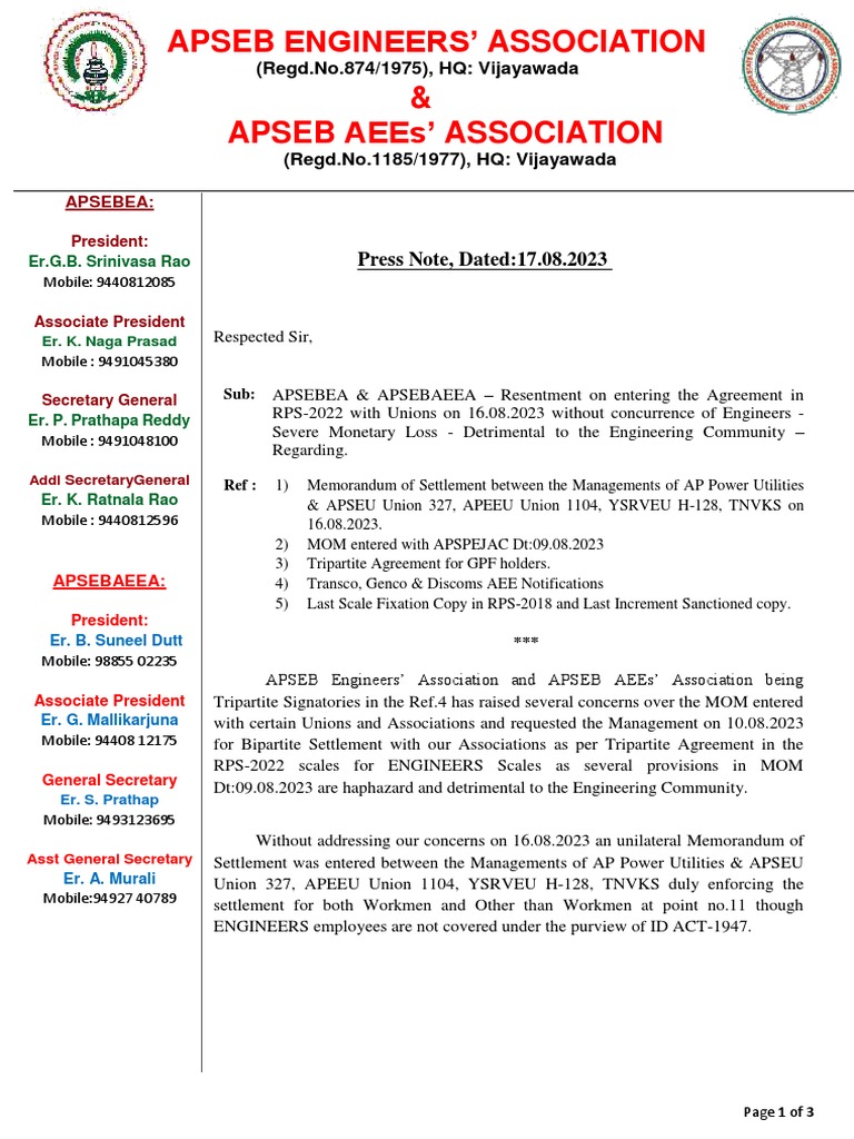 APSEB EA & AEEA_Press note 17.08.2023 | PDF | Government