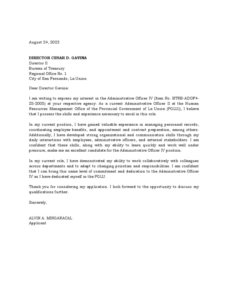 Sample Application Letter | PDF