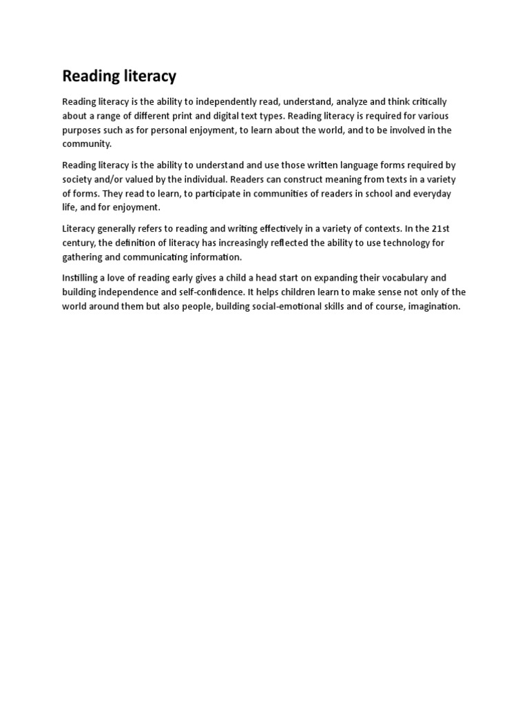 Reading Literacy | PDF