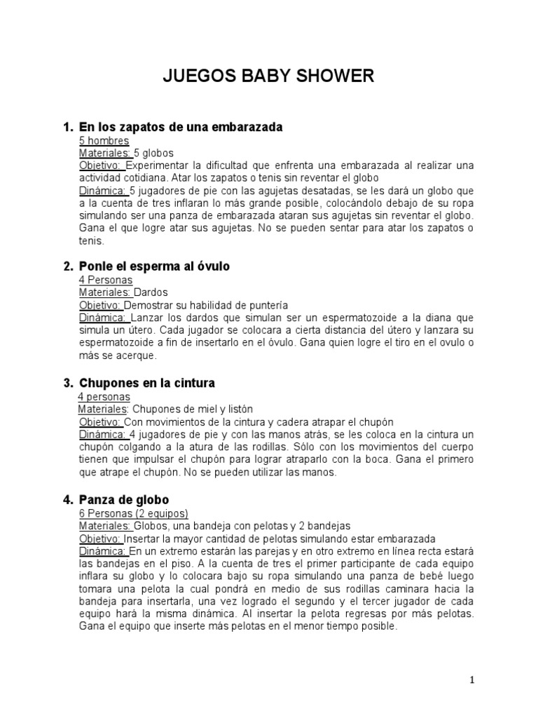 Juegos Baby Shower | PDF