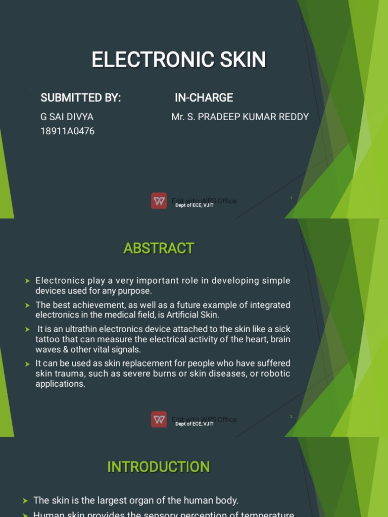 Electronic Skin PPT 2 | PDF | Electronic Engineering | Physical Sciences