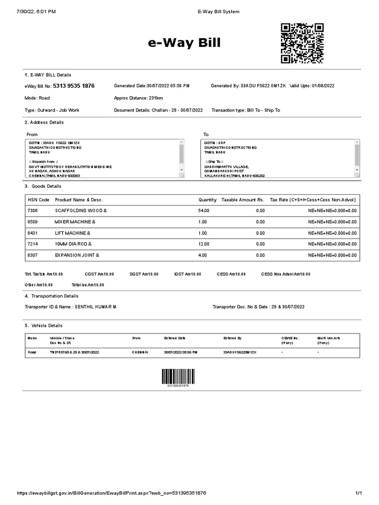 E-Way Bill System 29. | PDF | Public Law | Government Of India