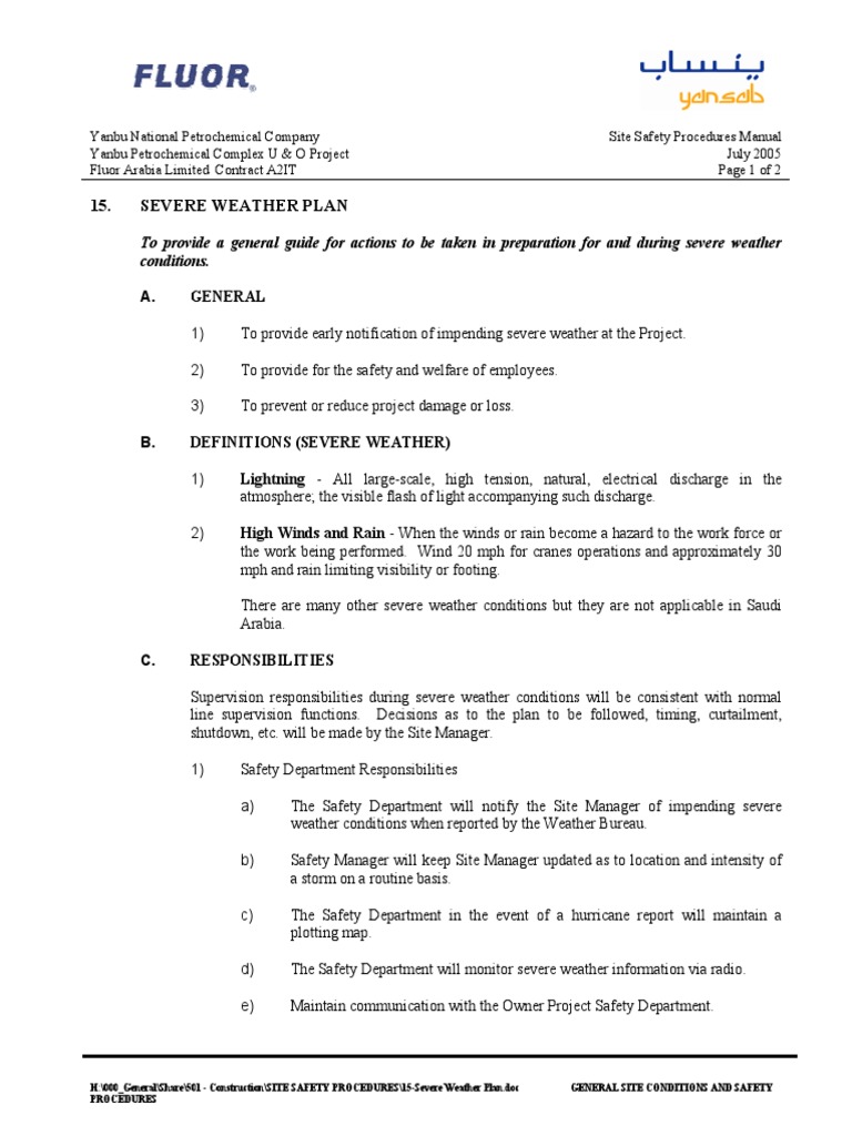 15-Severe Weather Plans | PDF | Severe Weather | Weather