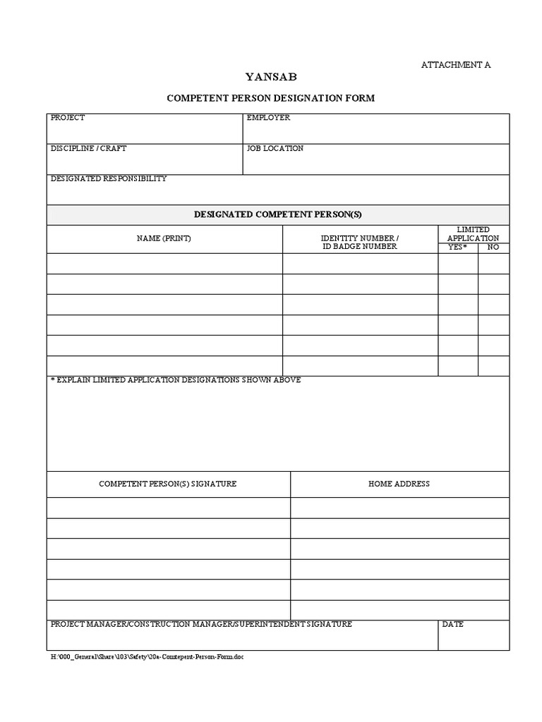 20a Comtepent Person Form | PDF