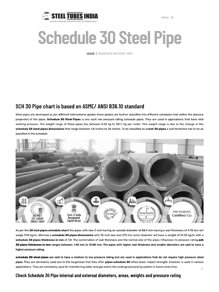Steel Pipe SCH30 | PDF