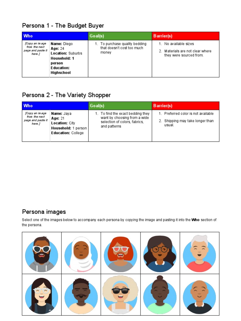 Activity Template Customer Personas | PDF