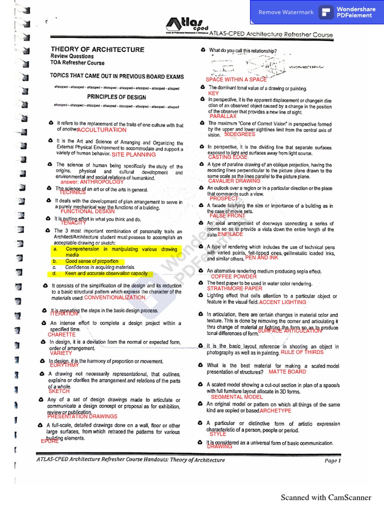 Theory of Architecture Refresher | PDF | Architectural Elements