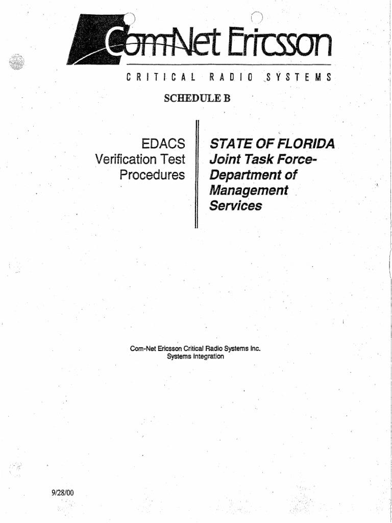 EDACS Verification Test Procedures | PDF | Radio | Scheduling (Computing) EDACS Verification Test Procedures | PDF | Radio | Scheduling (Computing)