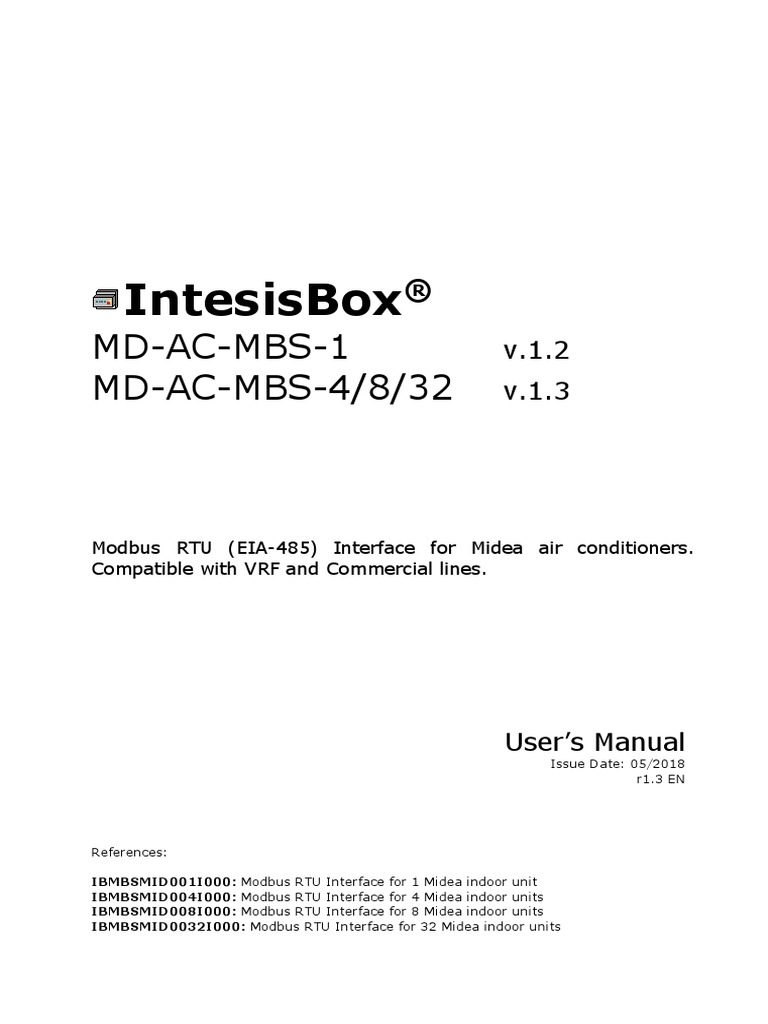 IntesisBox MD-AC-MBS-1 - 4 - 8 - 32 User Manual | PDF | Bit Rate ...