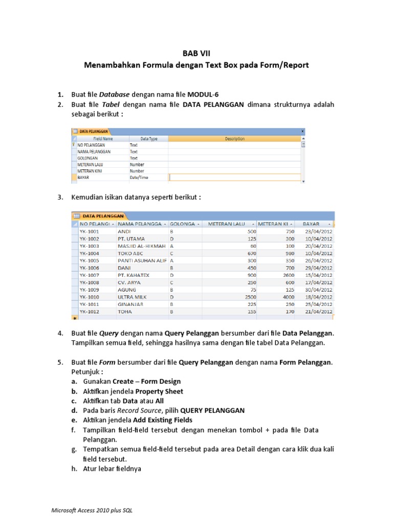 Formula dan Text Box di Form Access | PDF