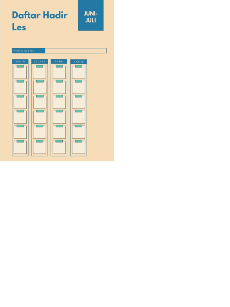 Kartu Absen Les | PDF