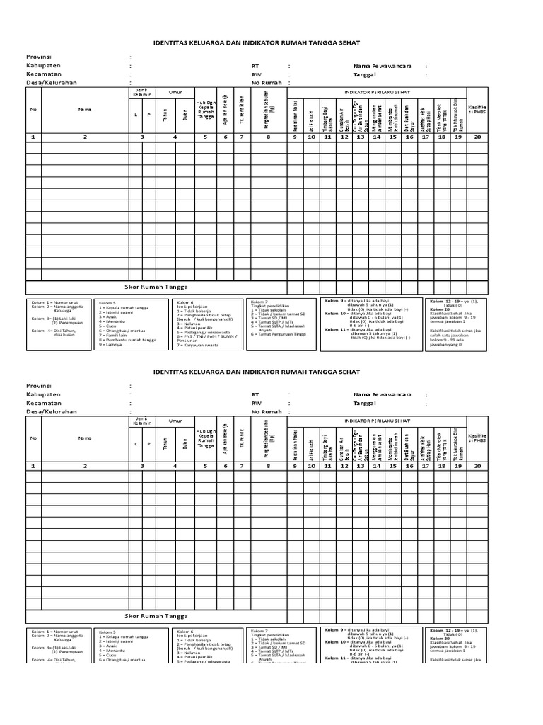 Format Pendataan Phbs | PDF