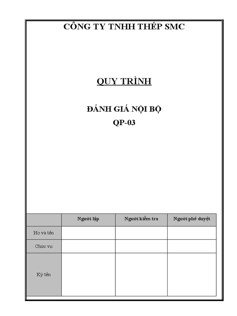 QP-03 QT Đánh Giá Nội Bộ | PDF