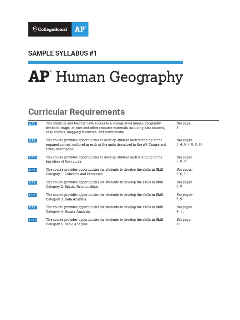 Ap Human Geography Sample Syllabus 1 Id 876056v1 | PDF | Geography ...