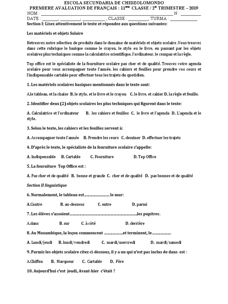 Teste Francais | PDF | Linguistique