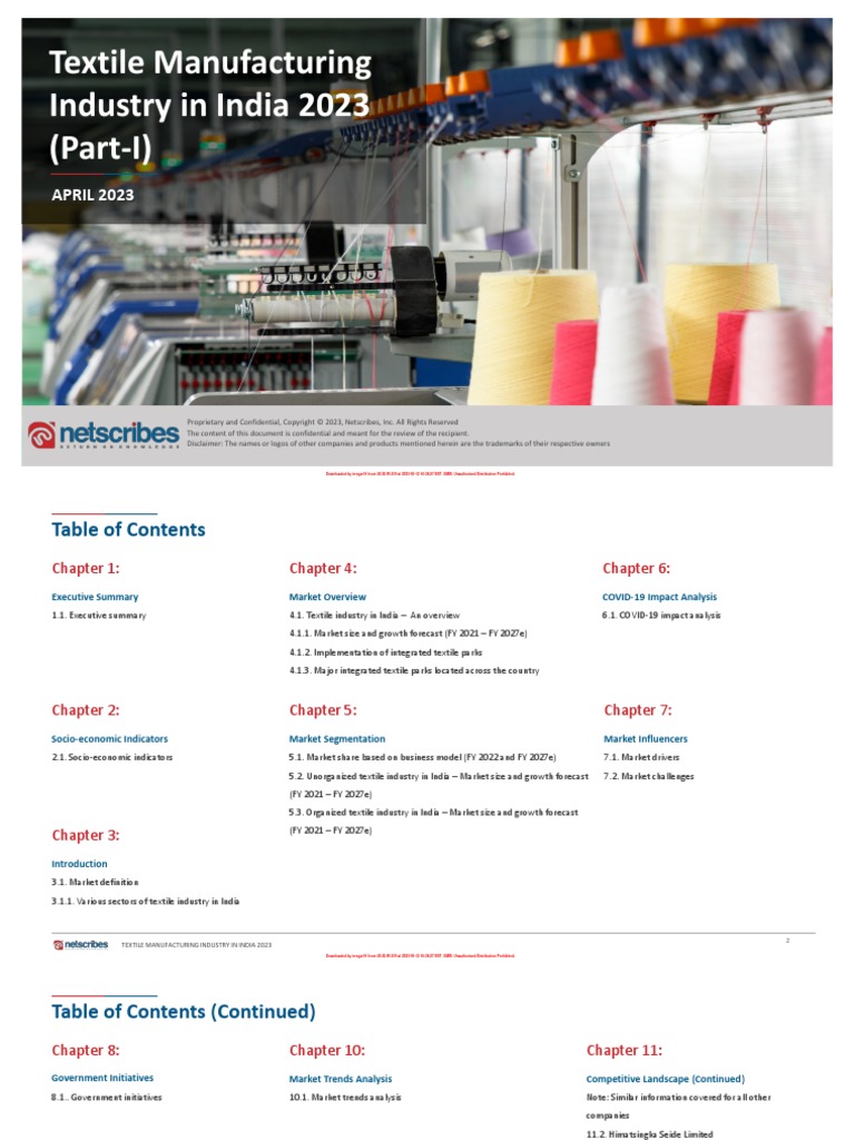 Textile Manufacturing Industry in India 2023 Part-I | PDF | Yarn | Textiles