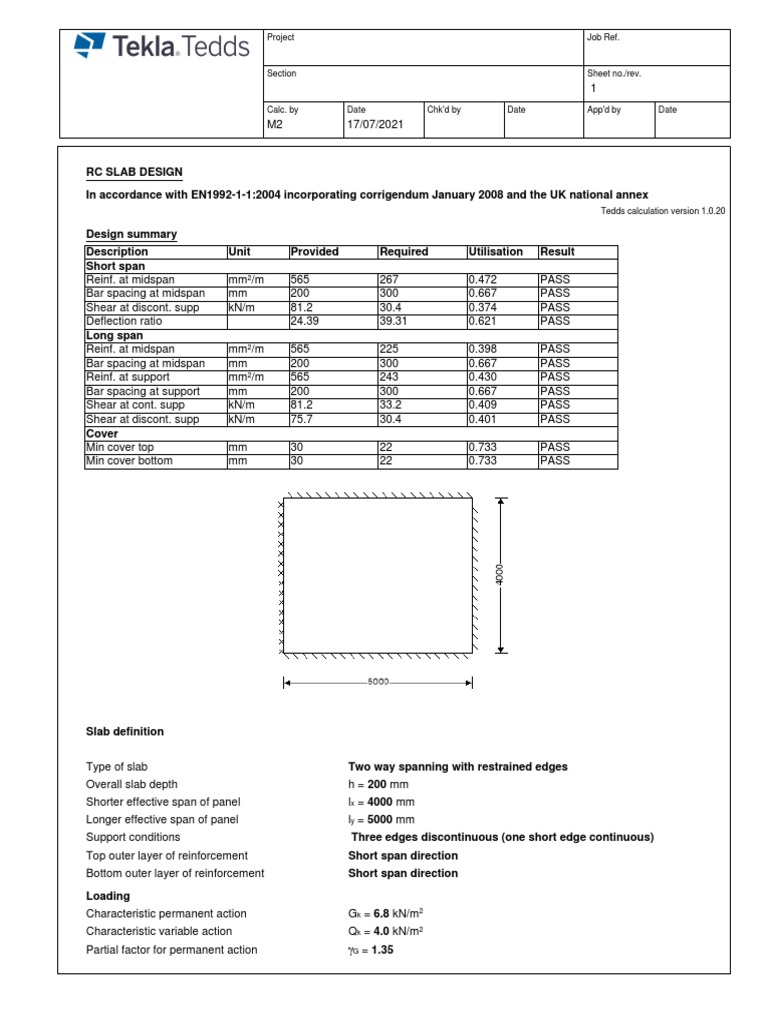 RC Slab Design (En1992) - Slab Design | PDF | Building Materials ...