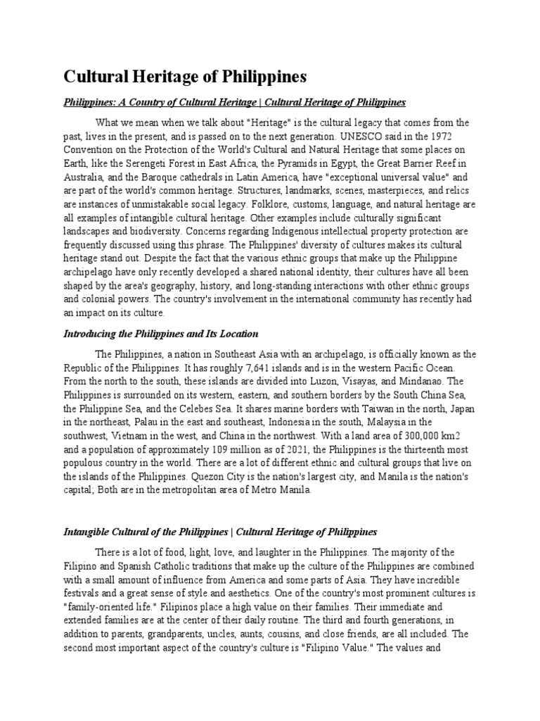 Philippine Cultural Heritage Guide | PDF | Philippines | Cultural Heritage