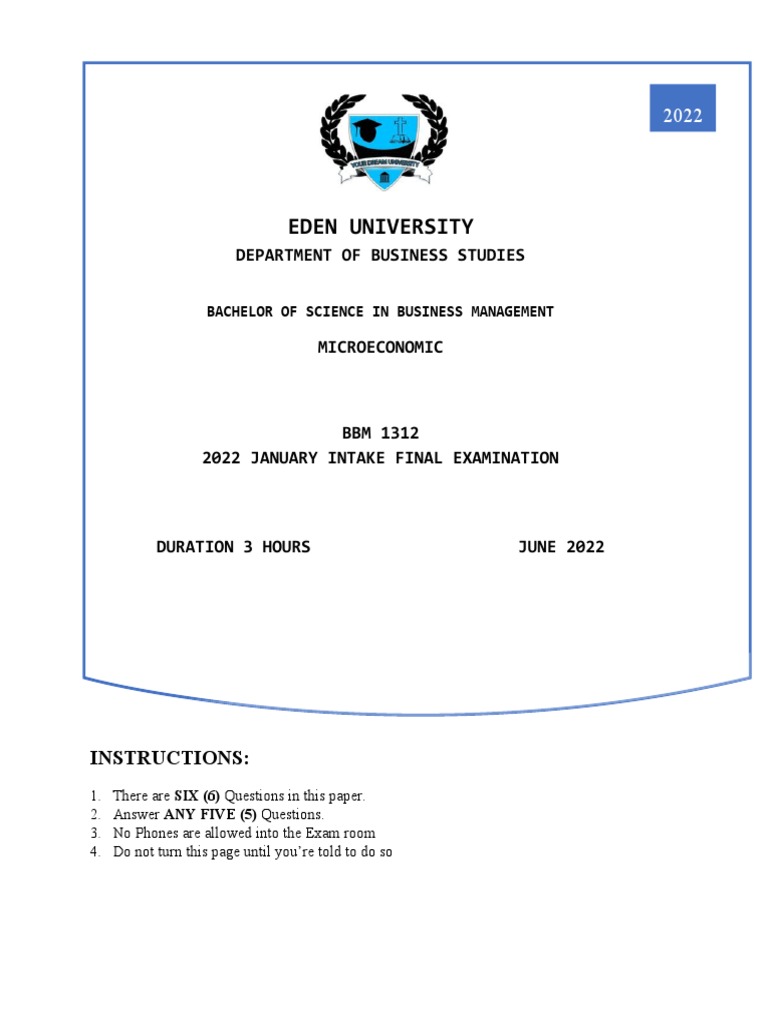 BEF1312 Final Exam 2022 S1 | PDF | Economic Surplus | Prices